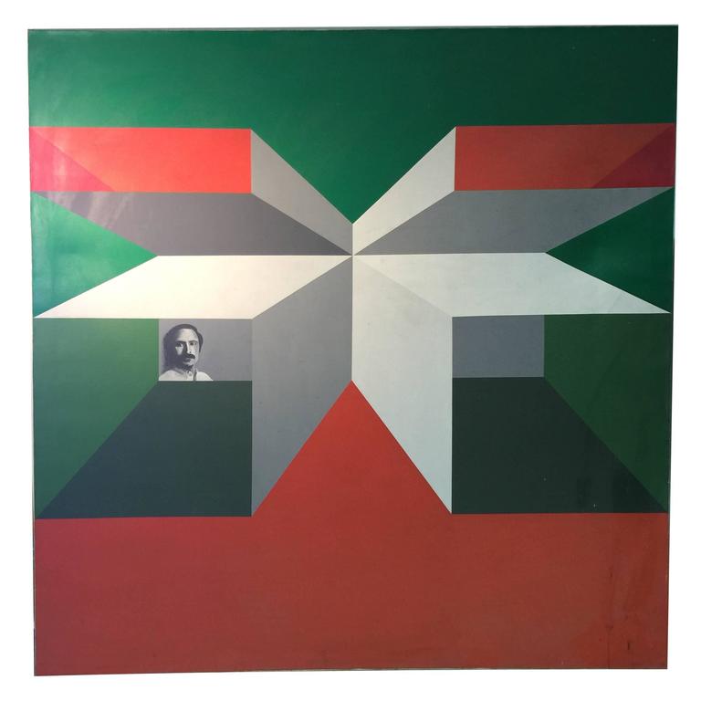 Great Op-Art Painting with Portrait by Philadelphia Artist Charles Dom ...